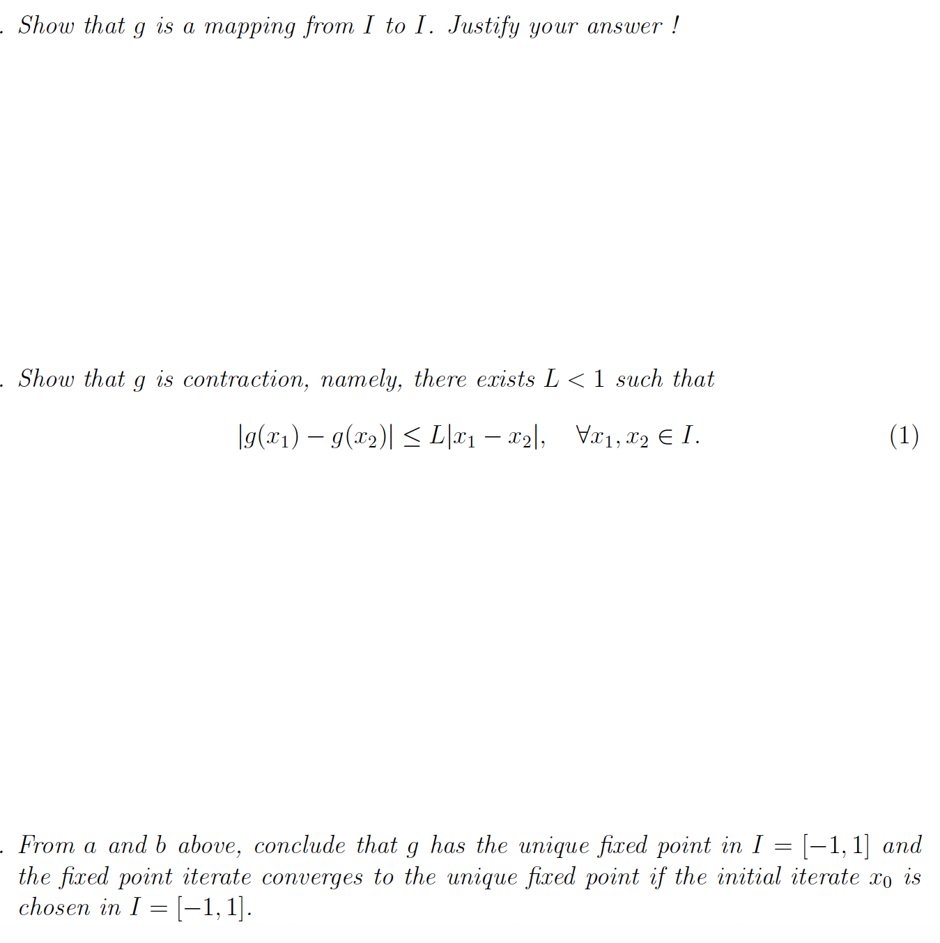 Solved Show that g is a mapping from I to I. Justify your | Chegg.com