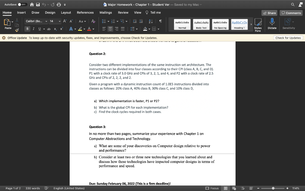 Solved AutoSave GFF A sv5- Major Homework - Chapter 1 - | Chegg.com