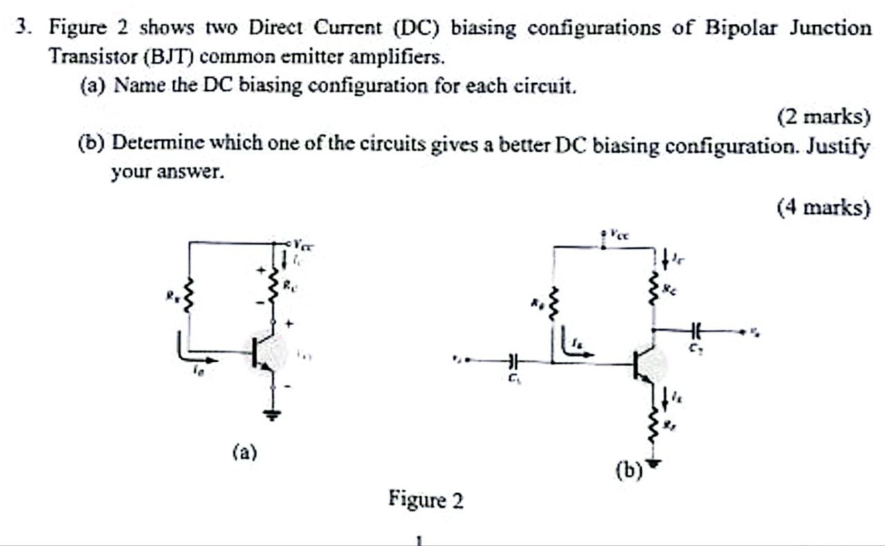 Solved Figure 2 ﻿shows two Direct Current (DC) ﻿biasing | Chegg.com