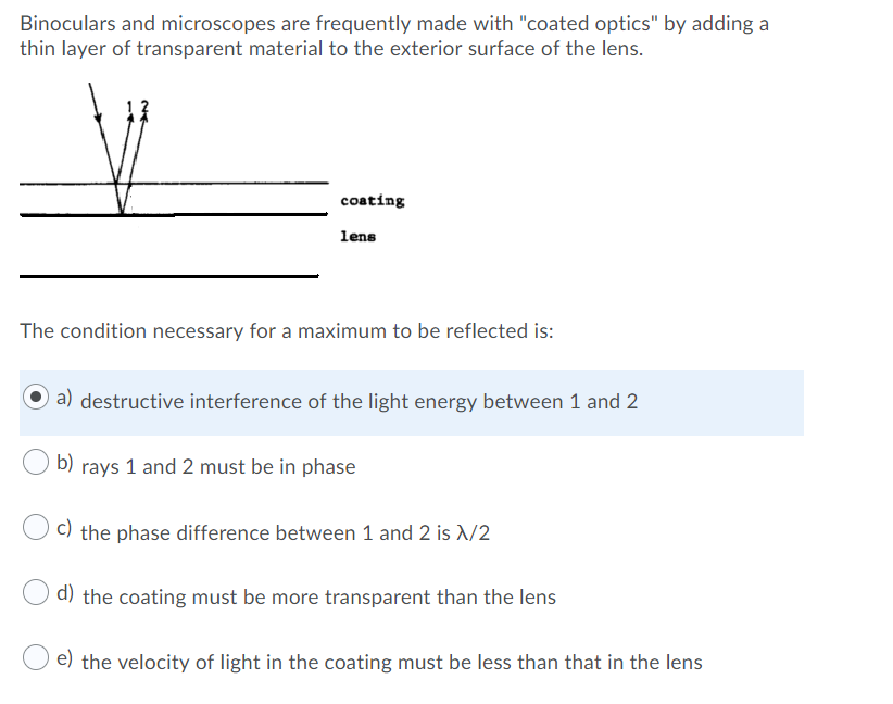 Solved Binoculars and microscopes are frequently made with | Chegg.com