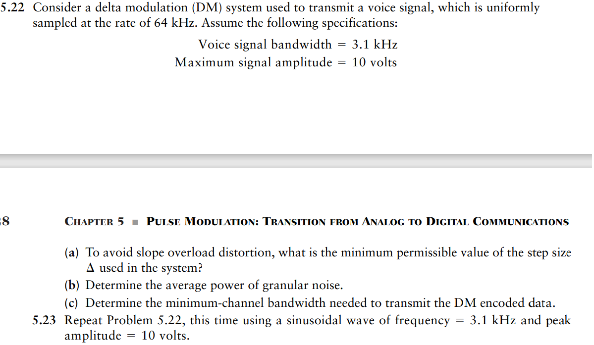 Consider a delta modulation (DM) ﻿system used to | Chegg.com
