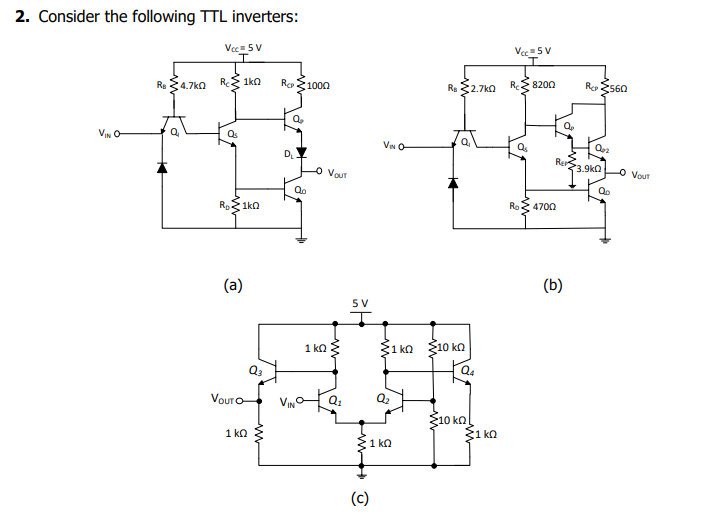 2. Consider the following TTL inverters: Voc 5v | Chegg.com