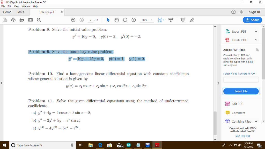 Solved HW3 (3).pdf-Adobe Acrobat Reader DC File Edit View | Chegg.com