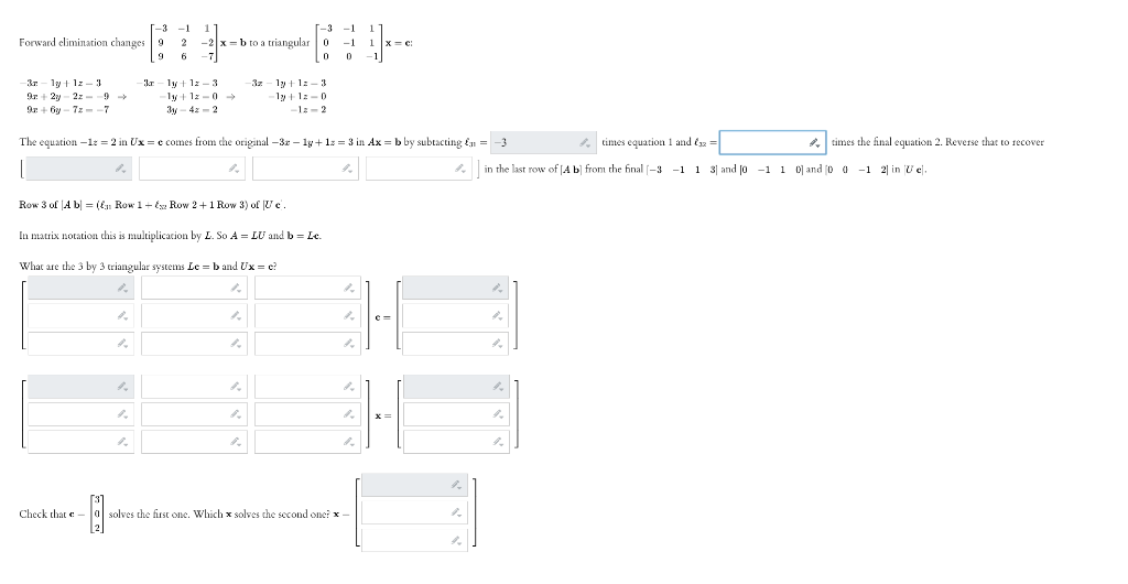 Solved -3 Forward elimination changes 9 9 -1 2 6 1 1 1-3 -1 | Chegg.com