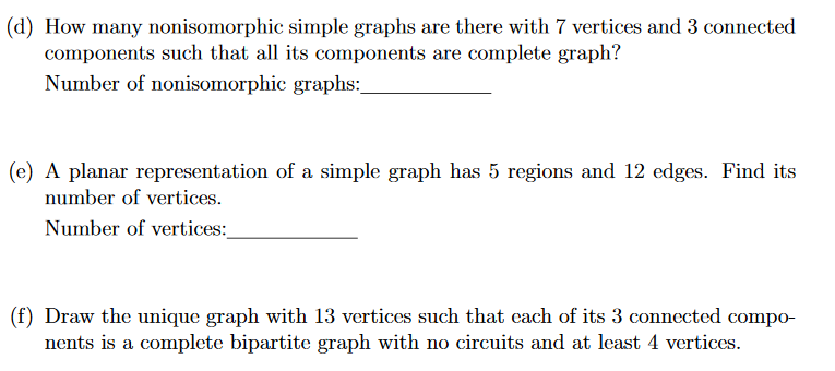 Solved (d) How many nonisomorphic simple graphs are there | Chegg.com
