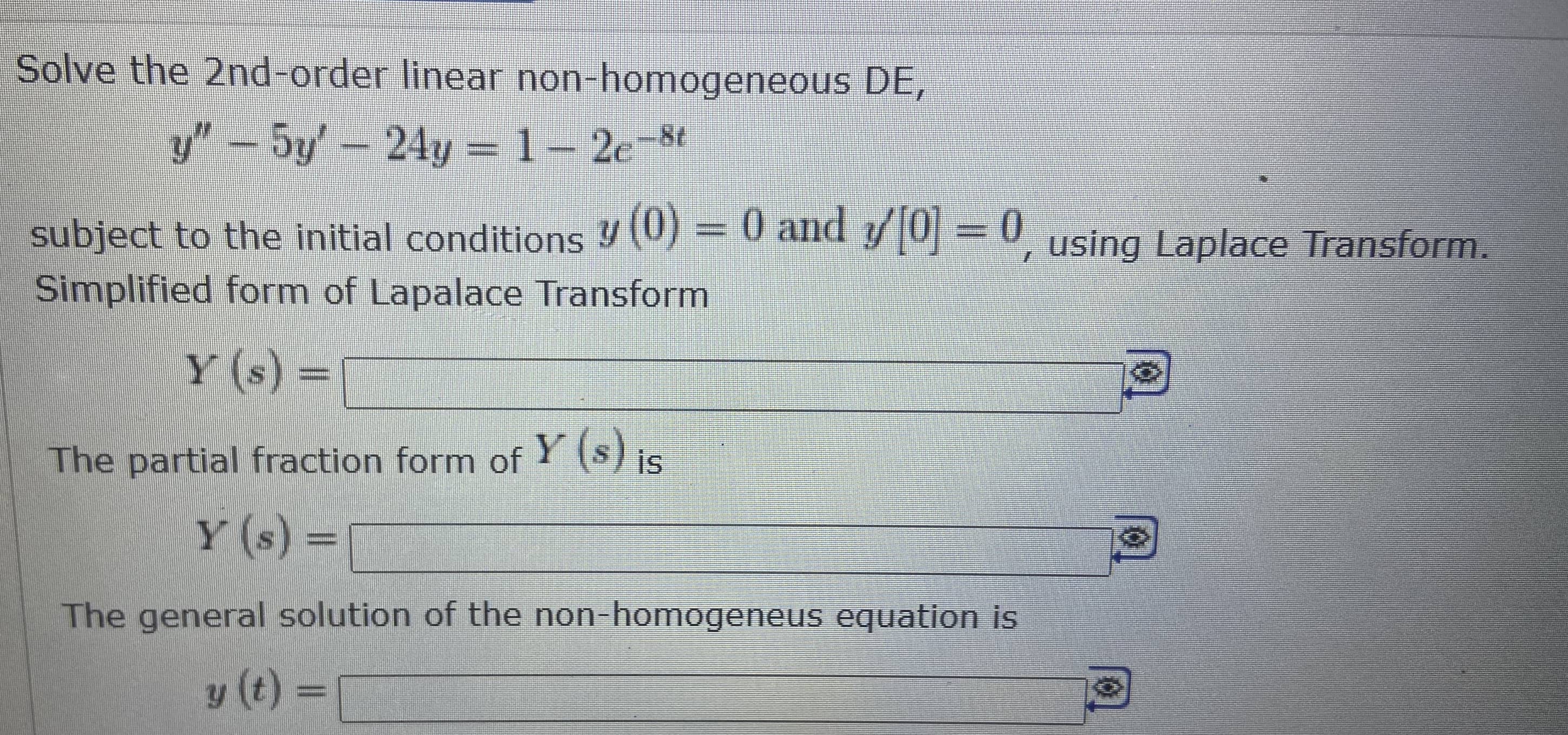 Solved Solve The 2nd Order Linear Non Homogeneous De