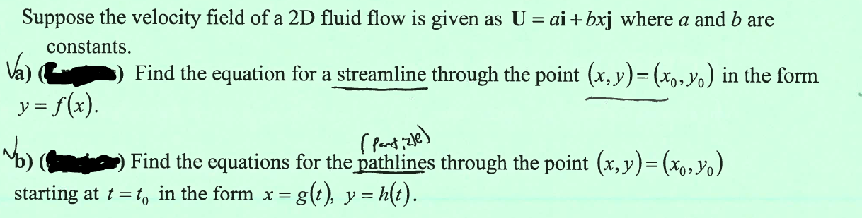 Solved Suppose the velocity field of a 2D fluid flow is | Chegg.com