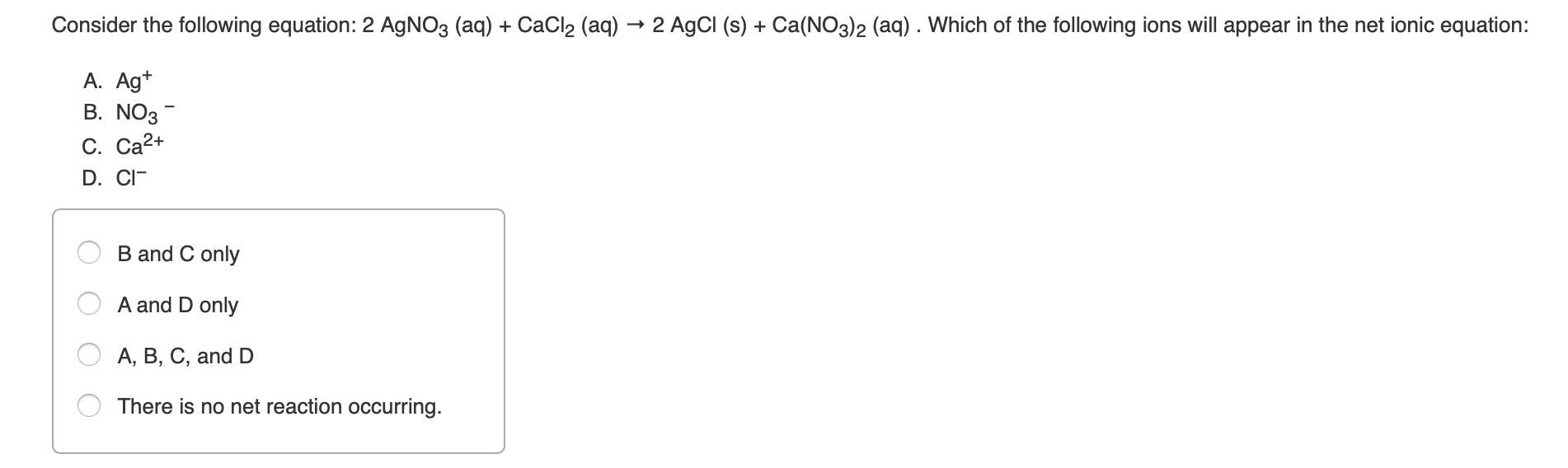 Solved Consider the following equation: 2 AgNO3 (aq) + CaCl2 | Chegg.com