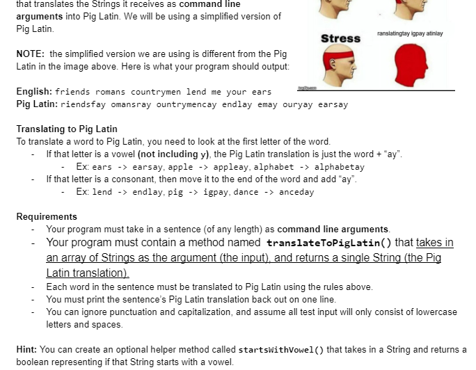 Solved that translates the Strings it receives as command | Chegg.com