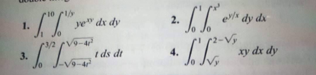 Solved Evaluating Double Integrals Evaluate the integrals in | Chegg.com