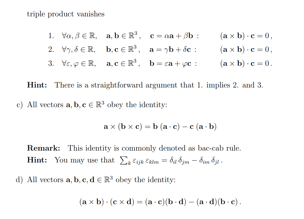 Solved Verify the following properties of the cross product: | Chegg.com