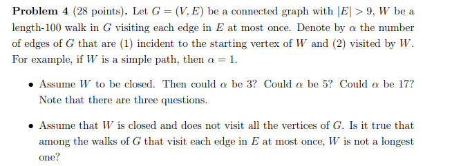 Solved Problem 4 (28 ﻿points). ﻿Let G=(V,E) be ﻿a connected | Chegg.com