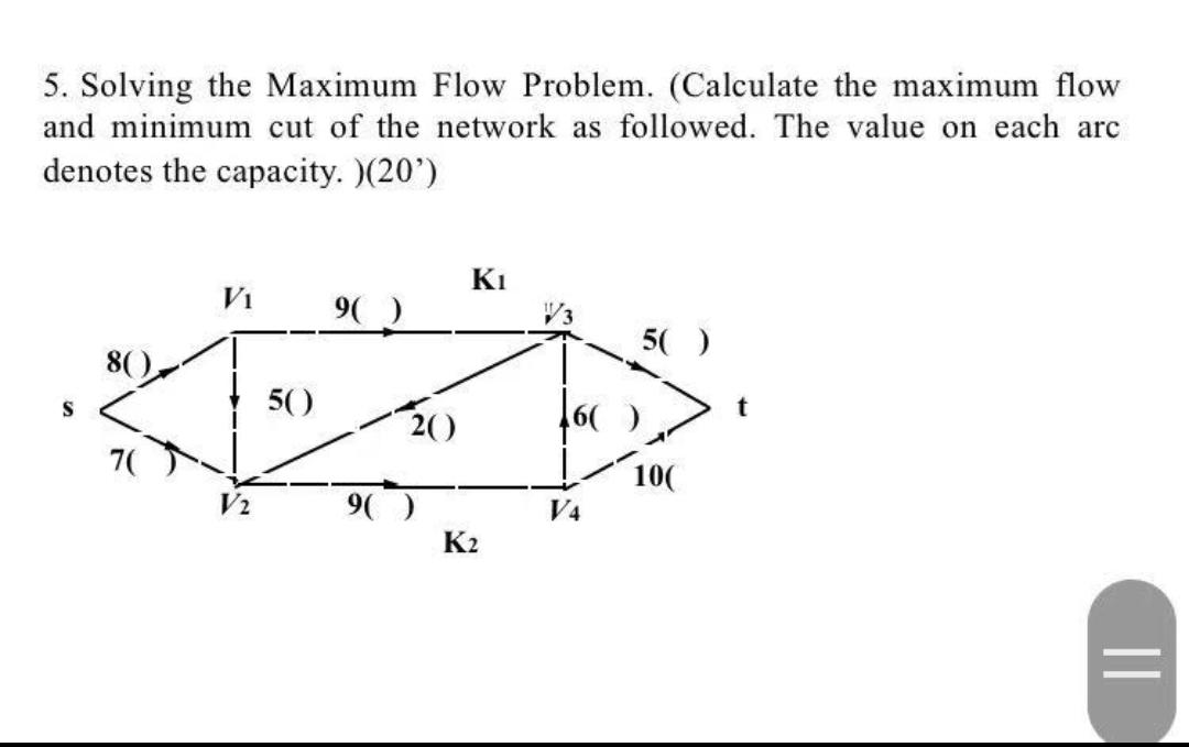 Solved 5. Solving the Maximum Flow Problem. (Calculate the | Chegg.com
