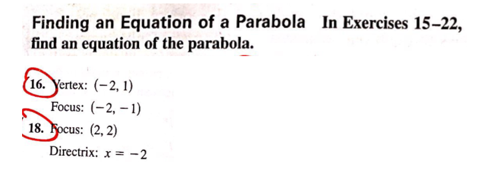Solved Finding an Equation of a Parabola In Exercises 15-22, | Chegg.com