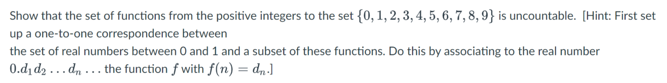 Solved Show that the set of functions from the positive | Chegg.com