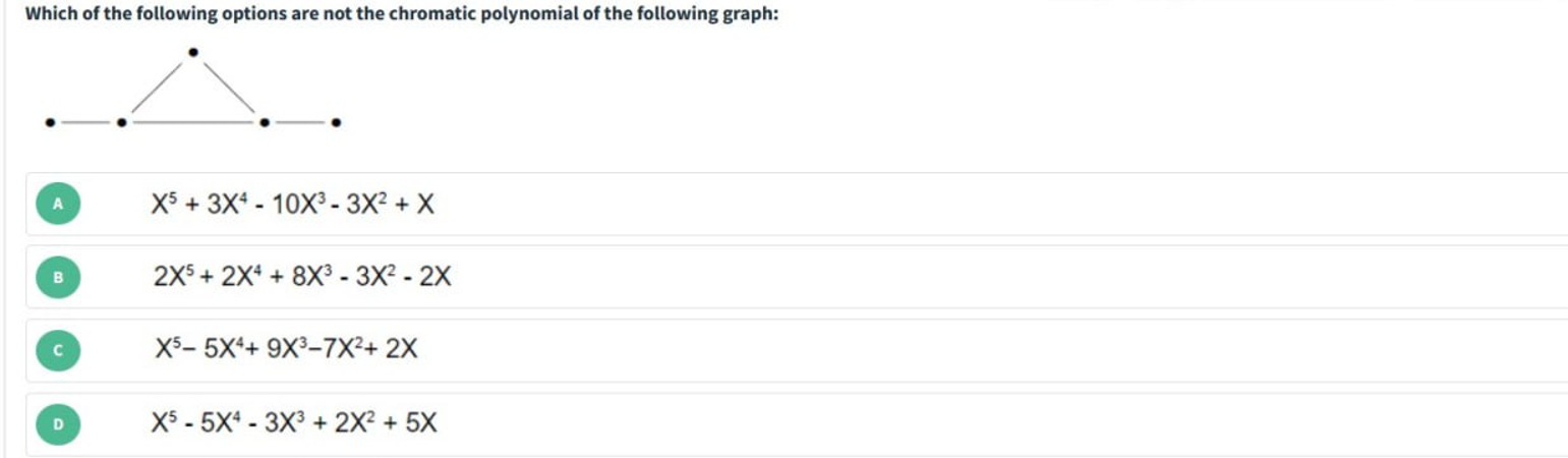 Solved Which of the following options are not the chromatic | Chegg.com