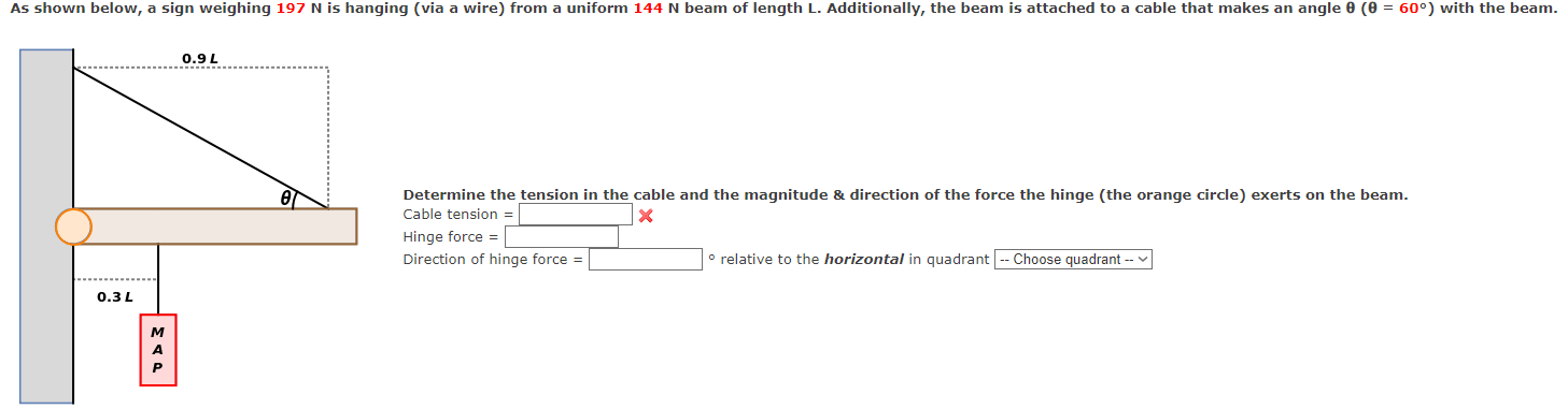 Solved Determine the tension in the cable and the magnitude | Chegg.com