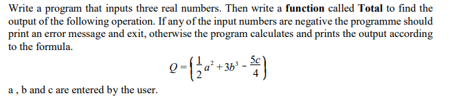 Solved Write A Program That Inputs Three Real Numbers Then 6252