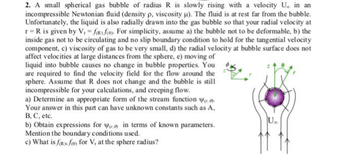 Solved 2. A small spherical gas bubble of radius R is slowly | Chegg.com
