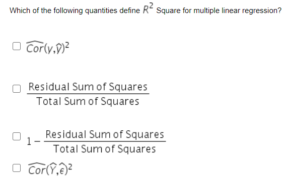 Solved Which of the following quantities define RSquare for | Chegg.com