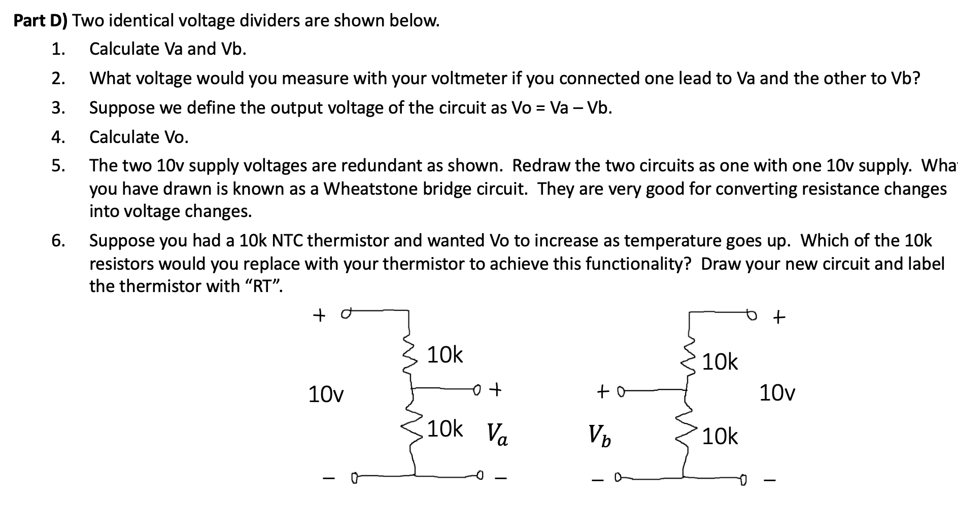 Solved Part D) Two identical voltage dividers are shown | Chegg.com