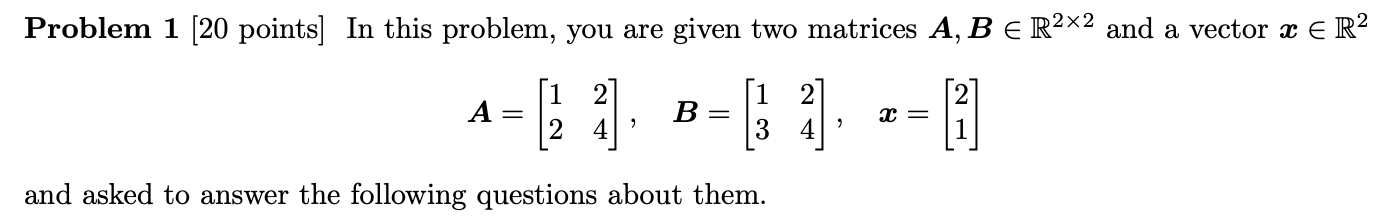 Solved Problem 1 (20 points) In this problem, you are given | Chegg.com