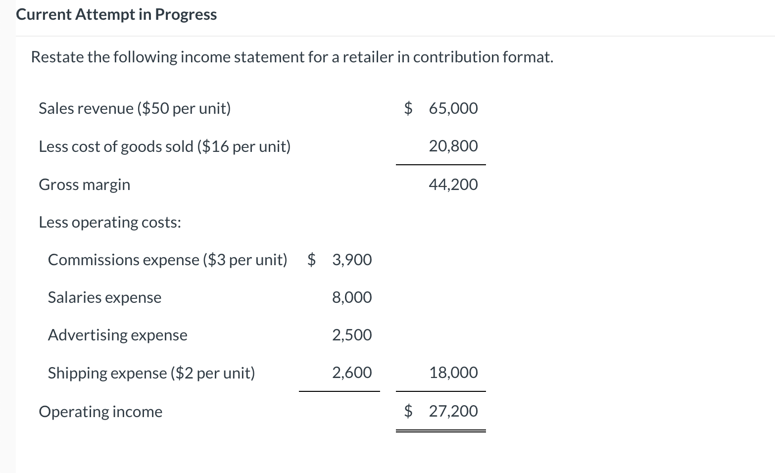 Solved Restate the following income statement for a retailer | Chegg.com