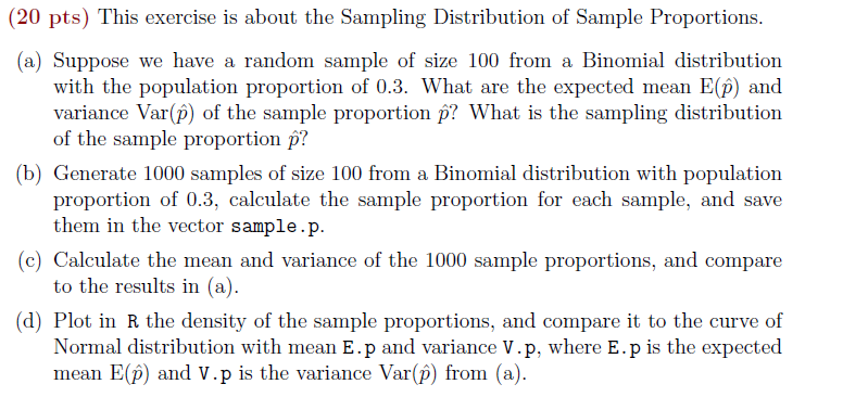 Solved (20 pts) This exercise is about the Sampling | Chegg.com