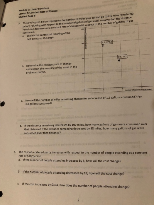 Solved Module 7: Linear Functions Lesson 2: Constant Rate of | Chegg.com