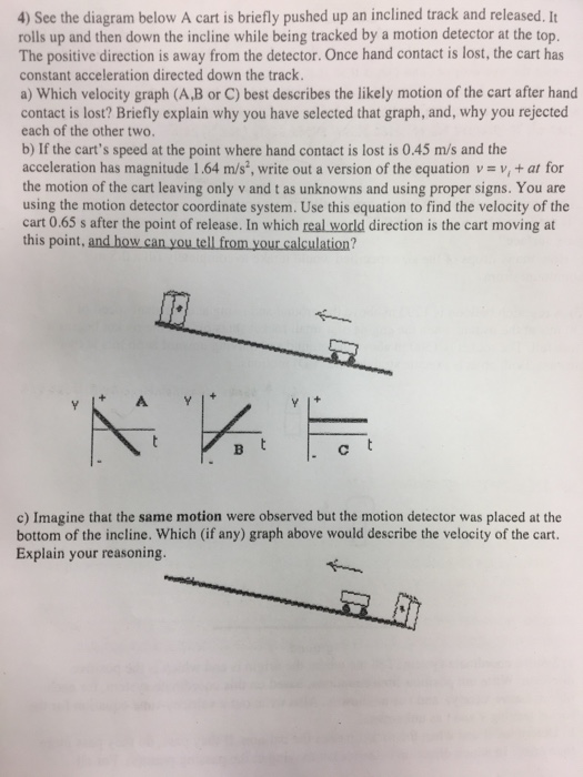 Solved See the diagram below A cart is briefly pushed up an | Chegg.com