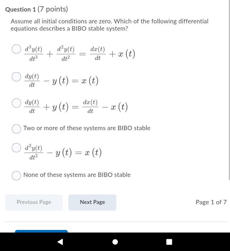 Solved Question 1 (7 points) Assume all initial conditions | Chegg.com