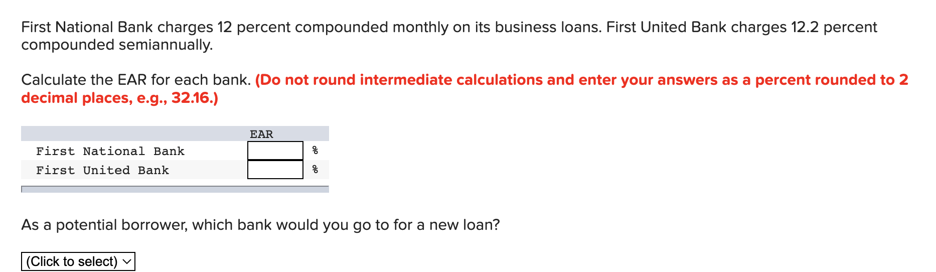 Solved First National Bank charges 12 percent compounded | Chegg.com