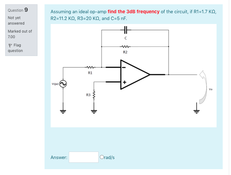 Solved Assuming an ideal op-amp find the 3dB frequency of | Chegg.com