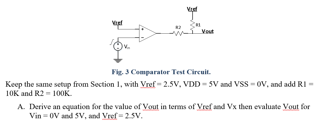 Solved Vref Vref R2 + R1 Vout Fig. 3 Comparator Test | Chegg.com