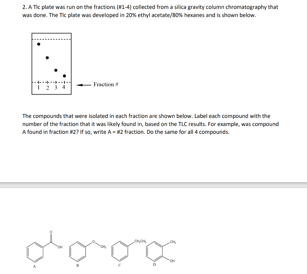 solved-2-a-tlc-plate-was-run-on-the-fractions-1-4-chegg