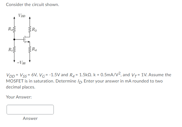 Solved Consider the circuit shown. VOD RS R3 RS -Vss Vpp = | Chegg.com