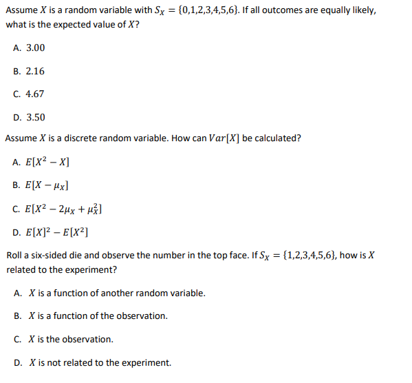 Solved Assume X is a random variable with Sx = | Chegg.com