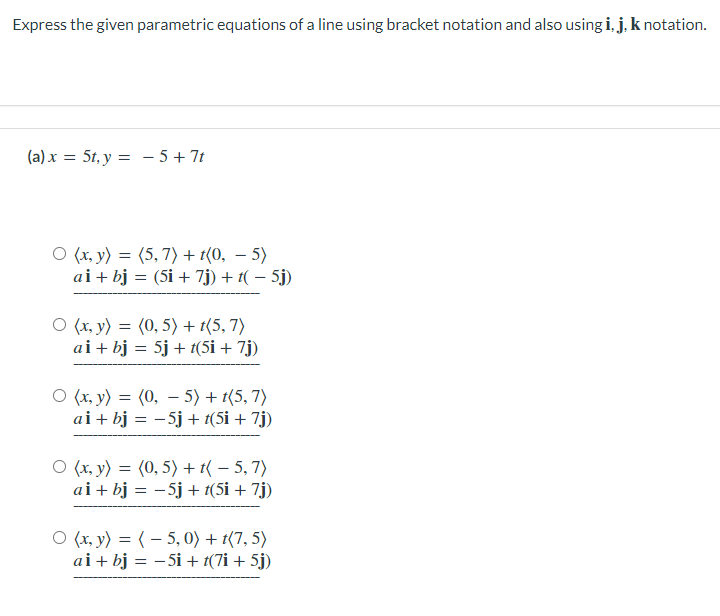 Solved Express the given parametric equations of a line | Chegg.com