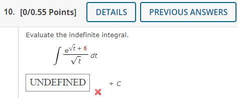 Solved Evaluate the indefinite integral. ∫tet+6dt | Chegg.com
