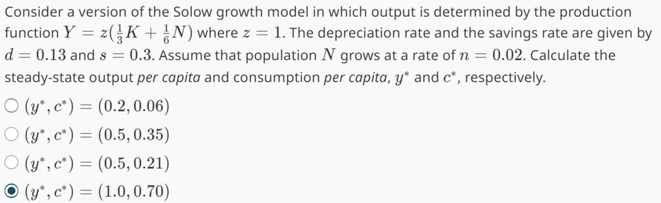 Solved Consider a version of the Solow growth model in which | Chegg.com