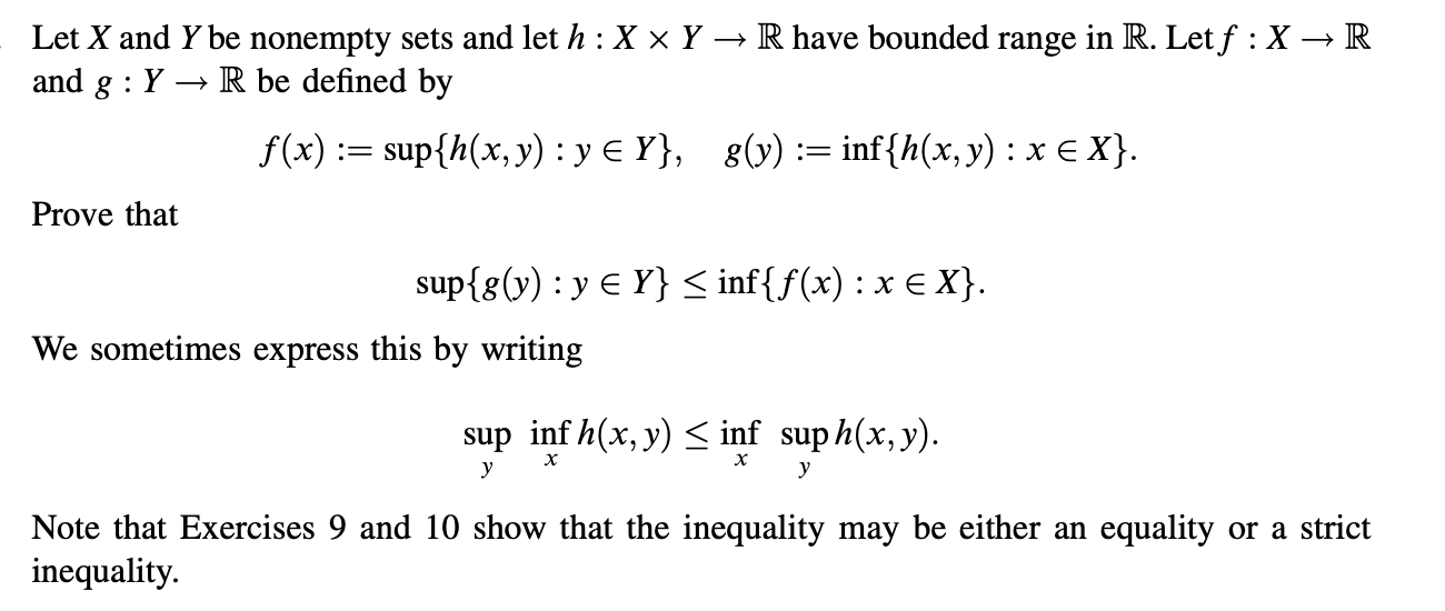Solved Let X and Y be nonempty sets and let h :XY → R have | Chegg.com