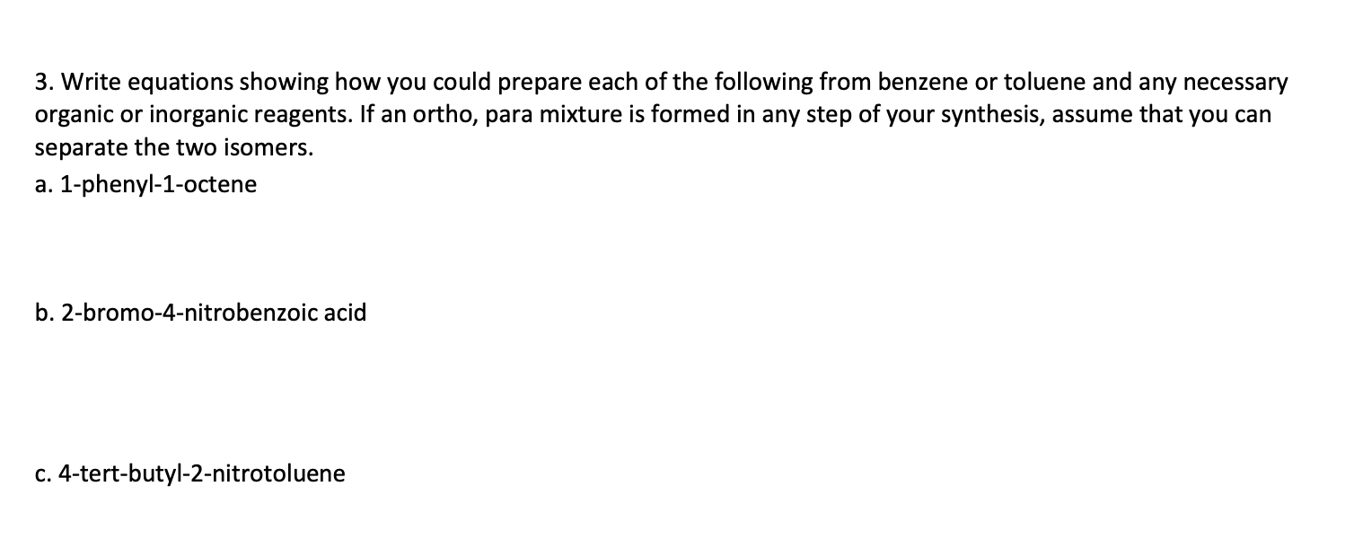Solved 3. Write equations showing how you could prepare each | Chegg.com