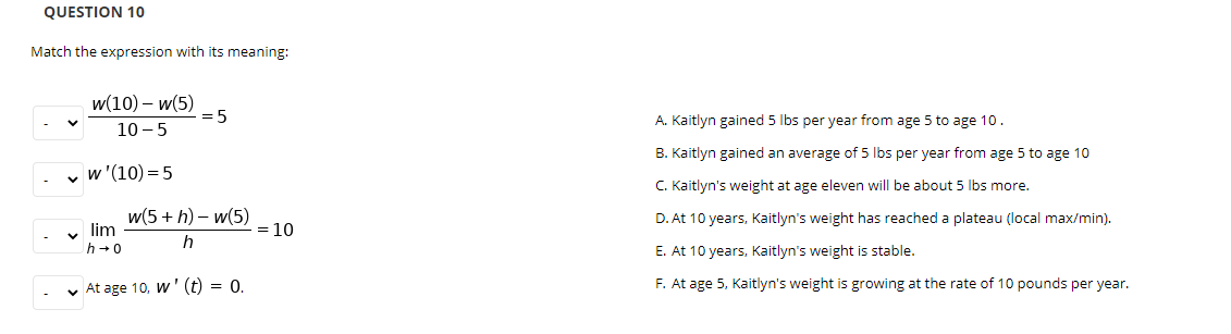 Solved QUESTION 10 Match the expression with its meaning: | Chegg.com