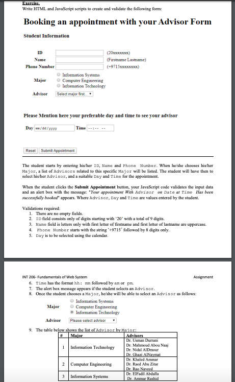 Solved Write HTML and JavaScript scripts to create and | Chegg.com