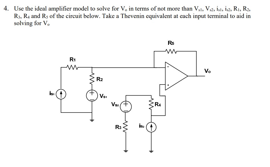 Solved Use the ideal amplifier model to solve for Vo in | Chegg.com