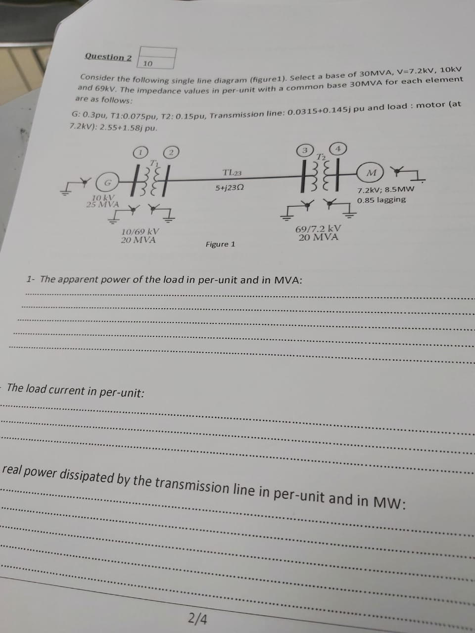 Solved Question (102)Consider the following single line | Chegg.com