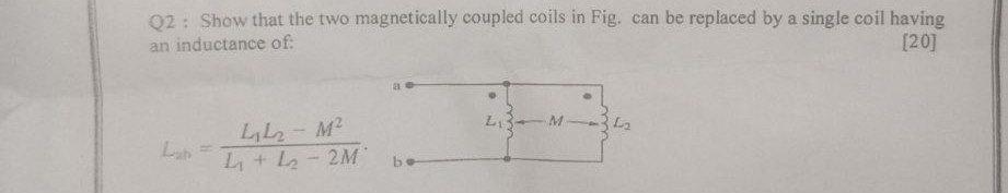 Solved Q2: Show that the two magnetically coupled coils in | Chegg.com