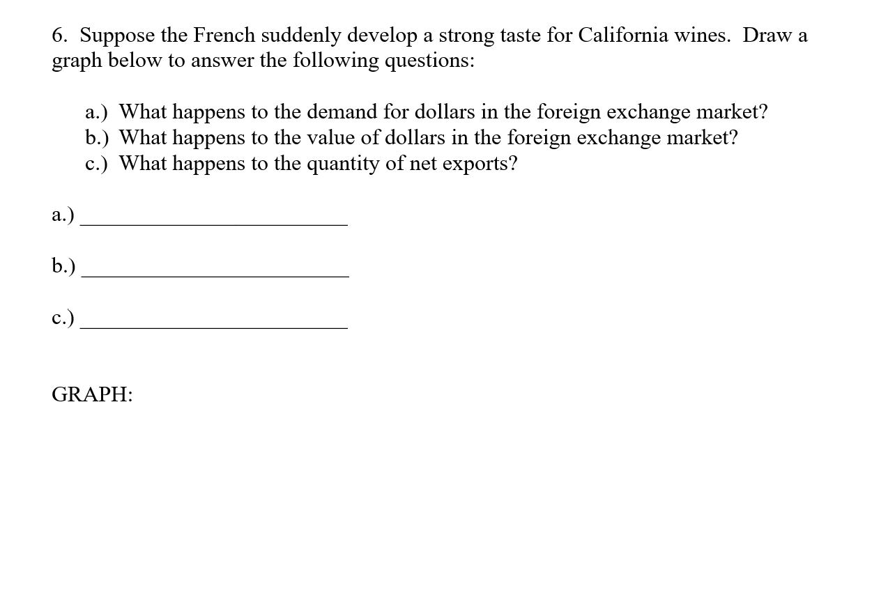 Solved 6. Suppose the French suddenly develop a strong taste | Chegg.com