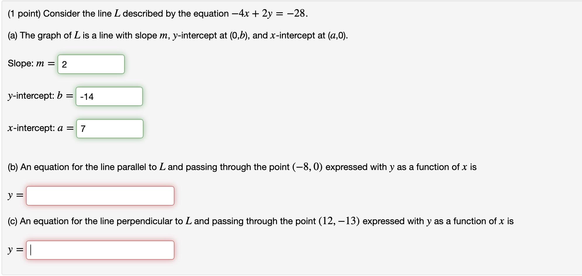 Solved (1 point) Consider the line L described by the | Chegg.com