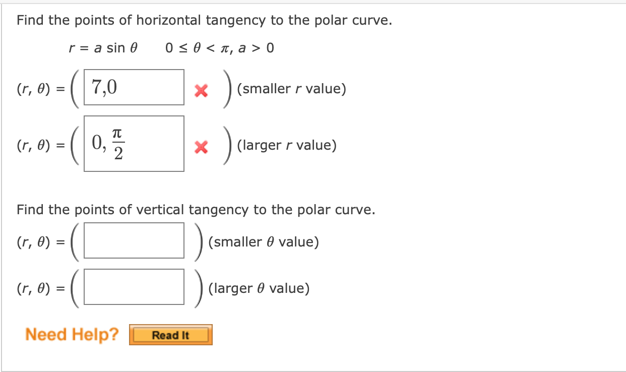 Solved Find the points of horizontal tangency to the polar | Chegg.com